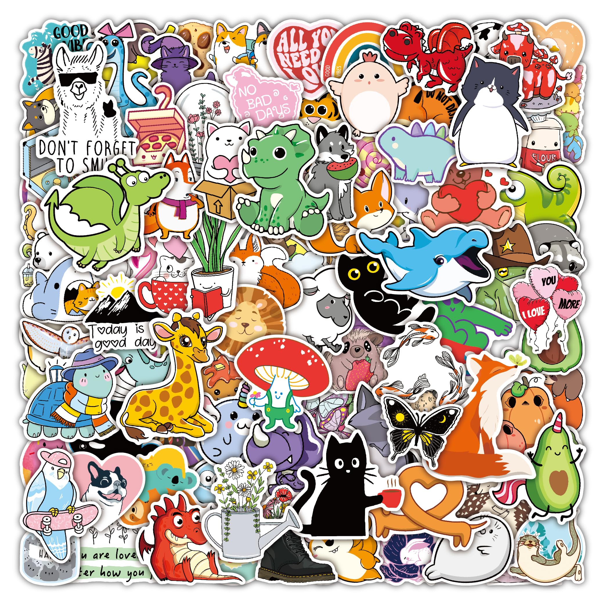 Vsco Aesthetic Animals Stickers,100pcs Cute Animals Stickers for Kids Teens Girls,Teacher Reward Stickers, Vinyl Waterproof Pack for Water Bottles Laptop Skateboard Computer Phone