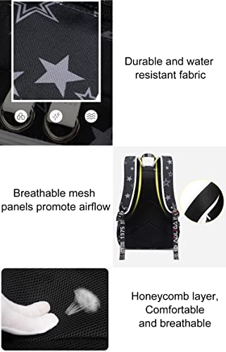 JiaYou Boys Junior Middle School Backpack Men USB High Middle School Laptop Bag Stars Pattern Casual Daypack(Color E,22 Liters)