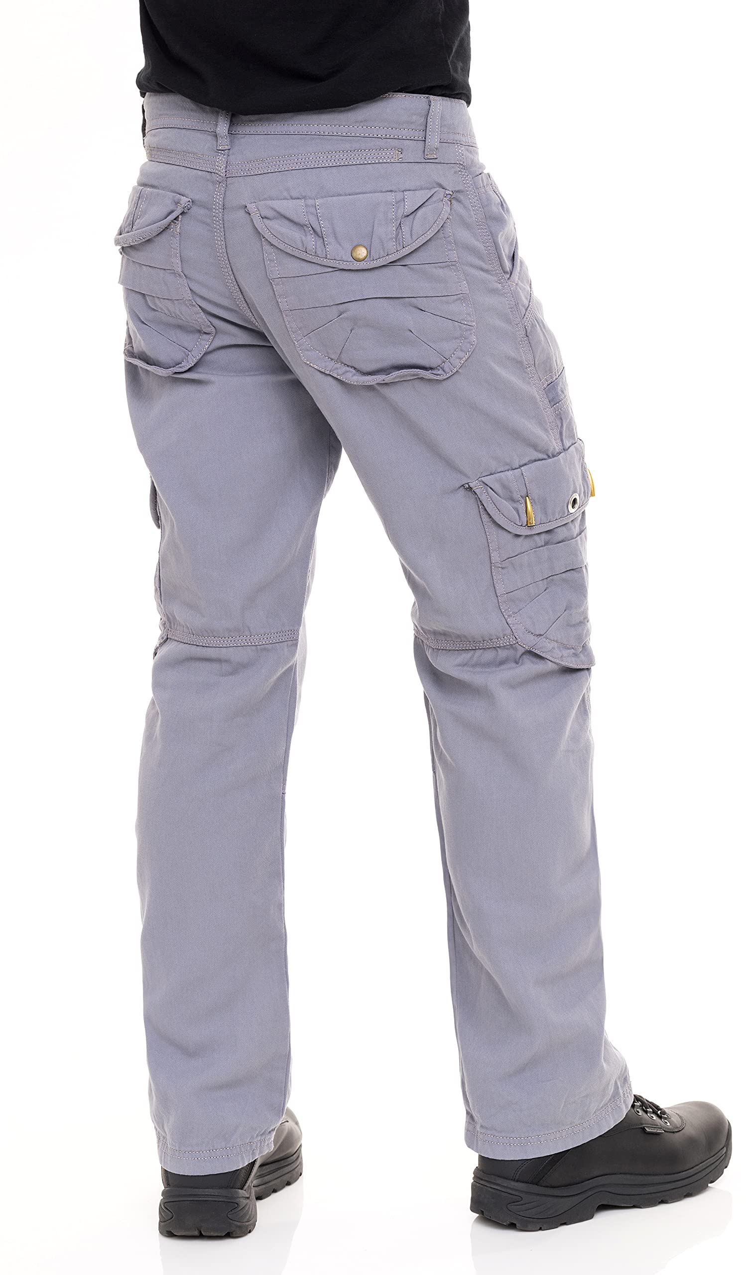 Skylinewears Men Cotton Multi-Pockets Tactical Pant Hiking Military Combat Cargo Army Outdoor Utility Pant Trousers Gray 30x34