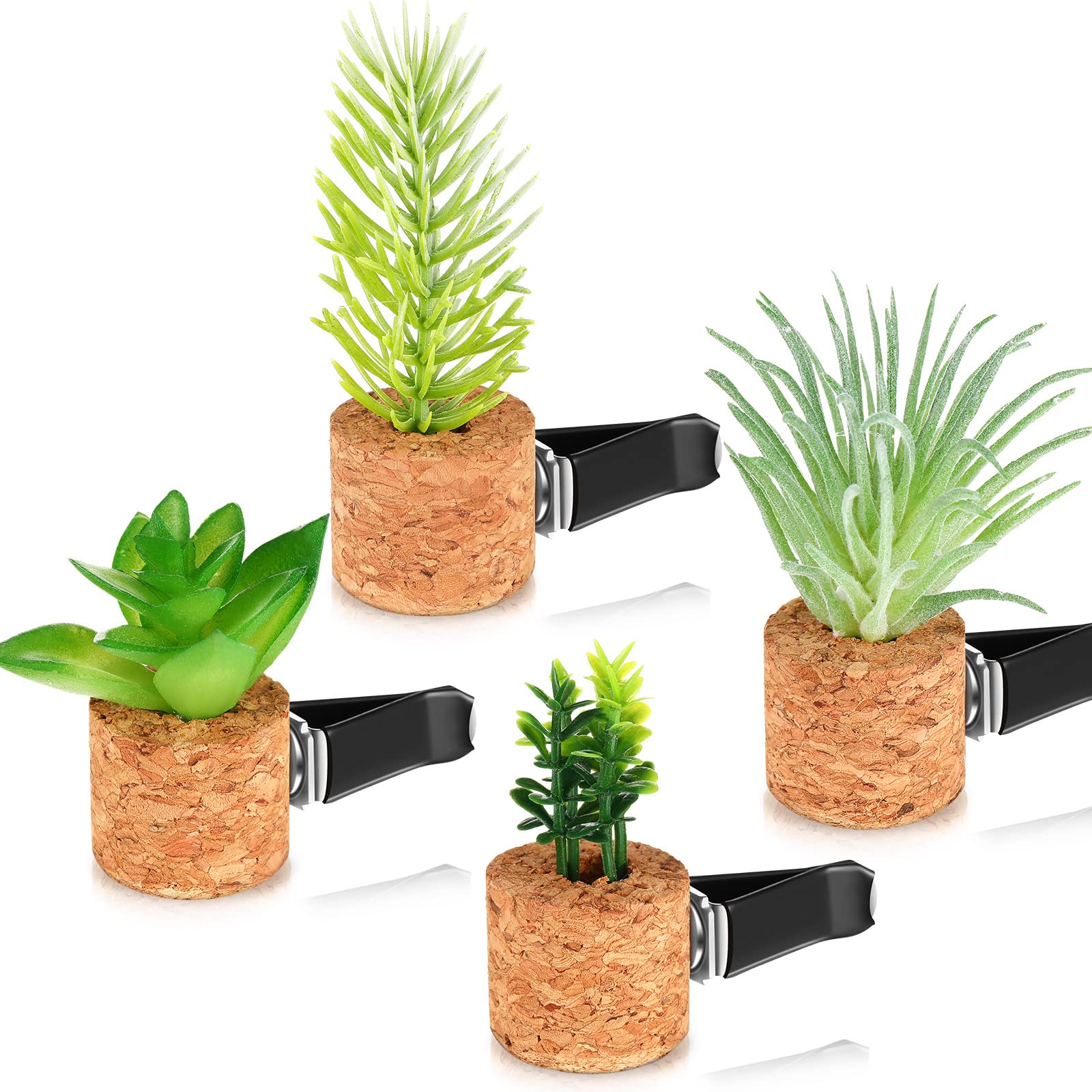 Tallew 4 PCS Plant air freshener Vent Clip Succulent Cute Decor for Women Girl Mini Plant for Interior Car Clips Diffuser Funny Accessories