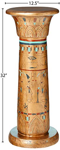 Design Toscano Golden Pedastal of The Egyptian Kings Sculptural Column, full color