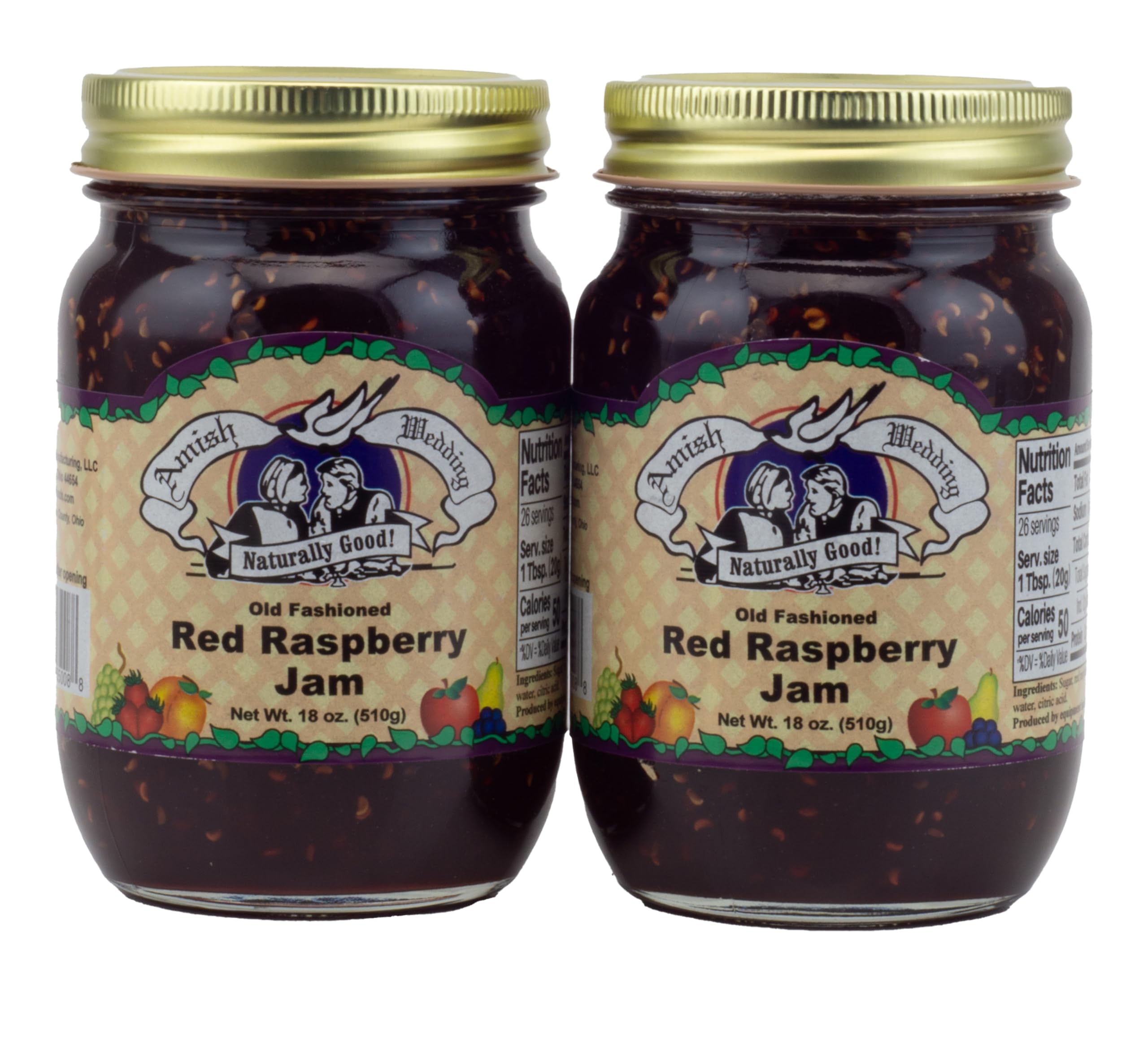Amish Wedding Red Raspberry Jam 18oz (Pack of 2)