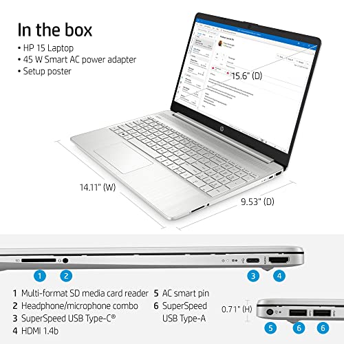 HP 15.6" Micro-Edge HD Laptop, Intel Core i3-1115G4 up to 4.1GHz (Beat i5-1035G4), 16GB RAM, 1TB PCIe SSD, Wi-Fi 6, Lightweight, Bluetooth, Webcam, Fast Charge, 11 Hours Battery Life, HDMI, Win11