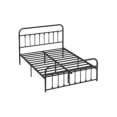Closadin Classic Metal Platform Bed Frame with Heaboard and Footboard,Strong Metal Slats Support,No Box Spring Needed,Easy Assembly,Queen Size,Black