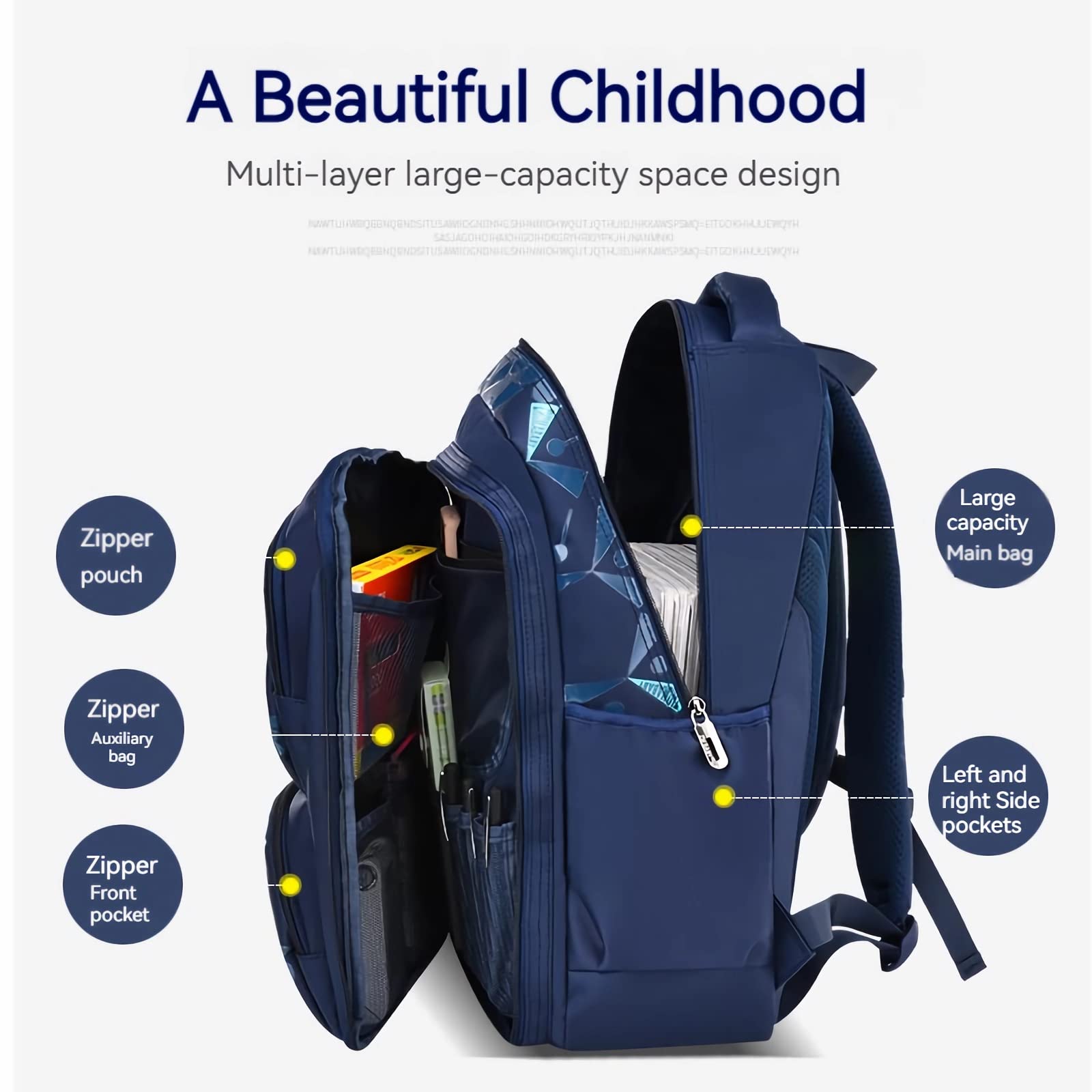 KEBEIXUAN School Bags for Boys Lightweight School Bookbag for Teenage Boys Kids Backpack for School Boy 8-14 Years Old (Black)