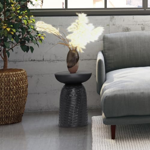 SIMPLIHOME Boyd SOLID MANGO WOOD 13 inch Wide Round Contemporary Wooden Accent Table in Black, Fully Assembled, for the Living Room and Bedroom