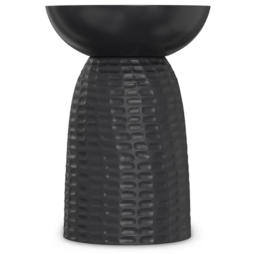 SIMPLIHOME Boyd SOLID MANGO WOOD 13 inch Wide Round Contemporary Wooden Accent Table in Black, Fully Assembled, for the Living Room and Bedroom