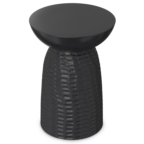 SIMPLIHOME Boyd SOLID MANGO WOOD 13 inch Wide Round Contemporary Wooden Accent Table in Black, Fully Assembled, for the Living Room and Bedroom