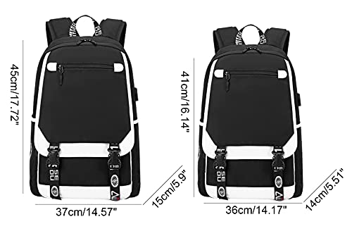 JiaYou Boys Backpack High Middle School Bag Laptop Casual Daypack with USB charging port for Men College Students(White Black,25 Liters)