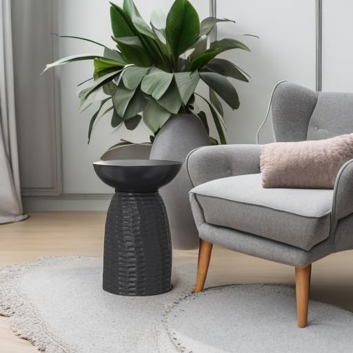 SIMPLIHOME Boyd SOLID MANGO WOOD 13 inch Wide Round Contemporary Wooden Accent Table in Black, Fully Assembled, for the Living Room and Bedroom
