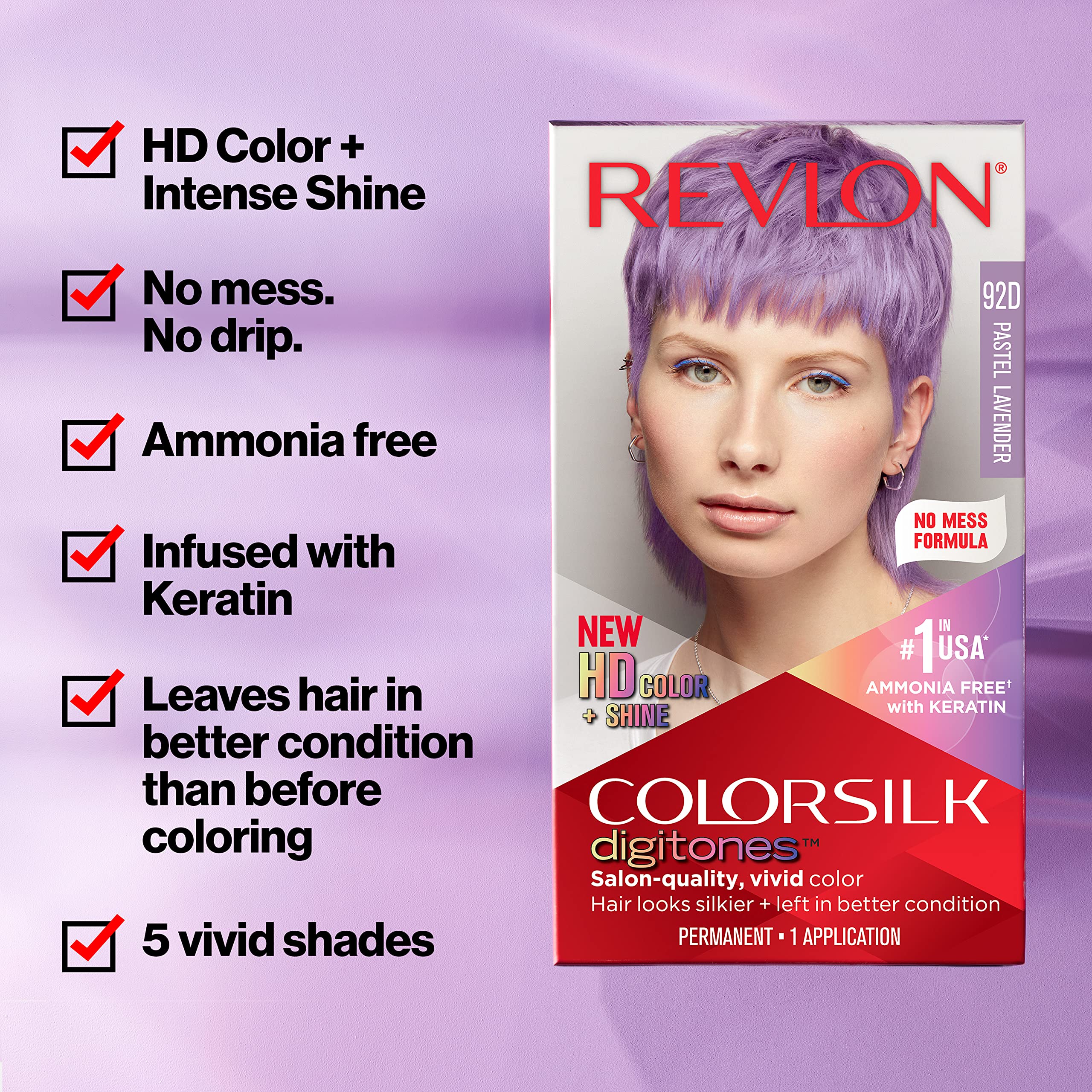 Bundle of Revlon Colorsilk Digitones with Keratin Hair Color in 95D Pastel Pink + Revlon Color Effects Highlighting Kit in 60 Platinum