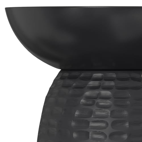 SIMPLIHOME Boyd SOLID MANGO WOOD 13 inch Wide Round Contemporary Wooden Accent Table in Black, Fully Assembled, for the Living Room and Bedroom