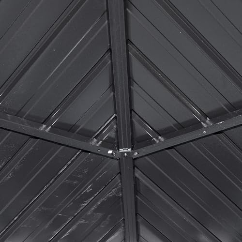Goohome 12 x 18FT Hardtop Gazebo, Aluminum Frame Double Roof Canopy with Mosquito Net and Curtains, Outdoor Permanent Hard Top Waterproof Pergola for Shade and Rain for Lawn, Backyard, Patio
