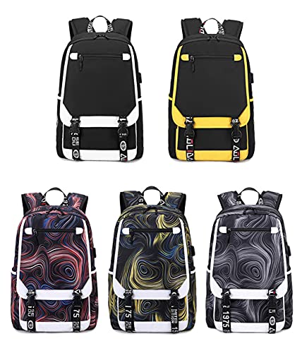 JiaYou Boys Backpack High Middle School Bag Laptop Casual Daypack with USB charging port for Men College Students(White Black,25 Liters)