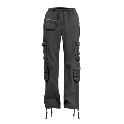 Cargo Pants Women Tactical Baggy Hiking Cargo Pants with 9 Pockets Cotton Military Casual Army Combat Work Pants Steel Gray L
