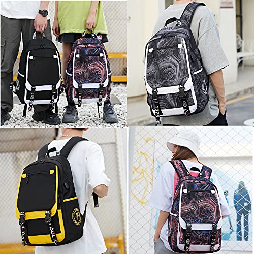 JiaYou Boys Backpack High Middle School Bag Laptop Casual Daypack with USB charging port for Men College Students(White Black,25 Liters)