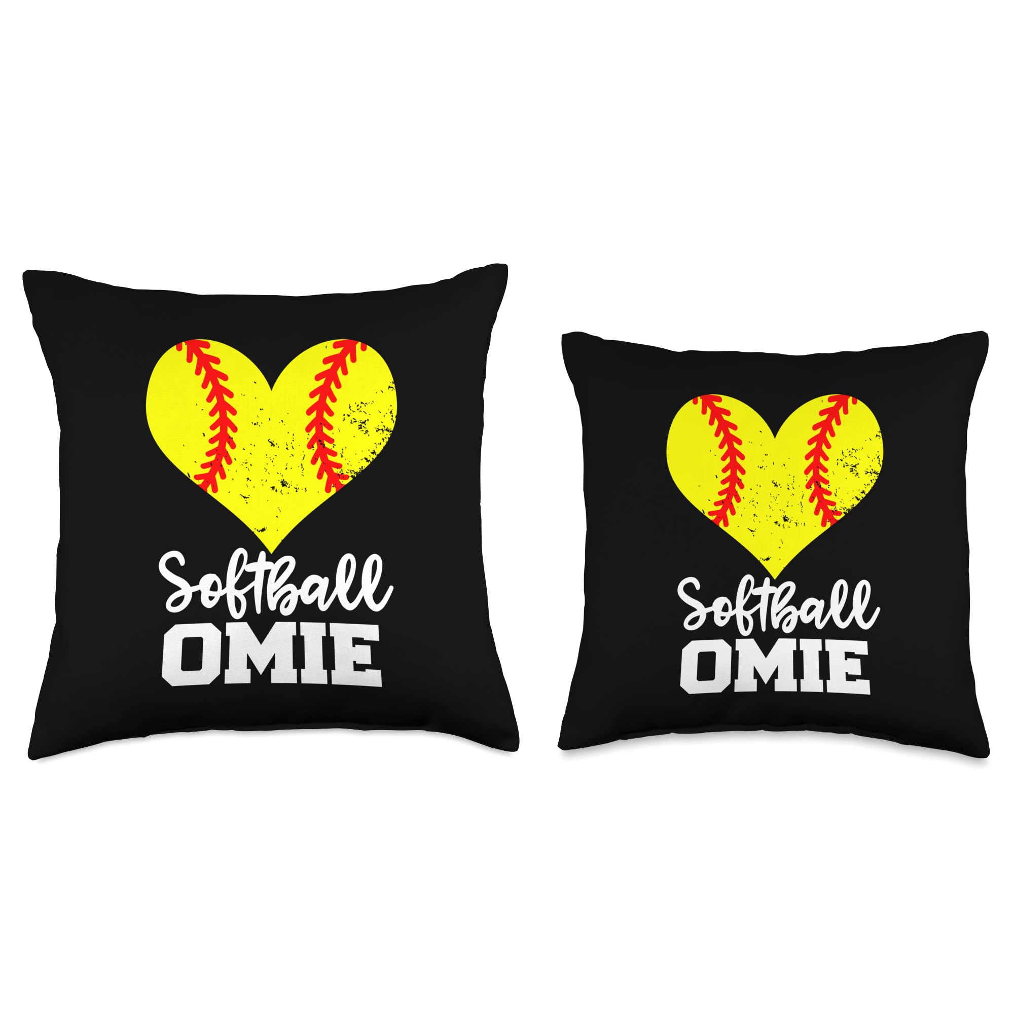 Softball Omie January Funny Softball Heart Grandma Omie Throw Pillow, 16x16, Multicolor