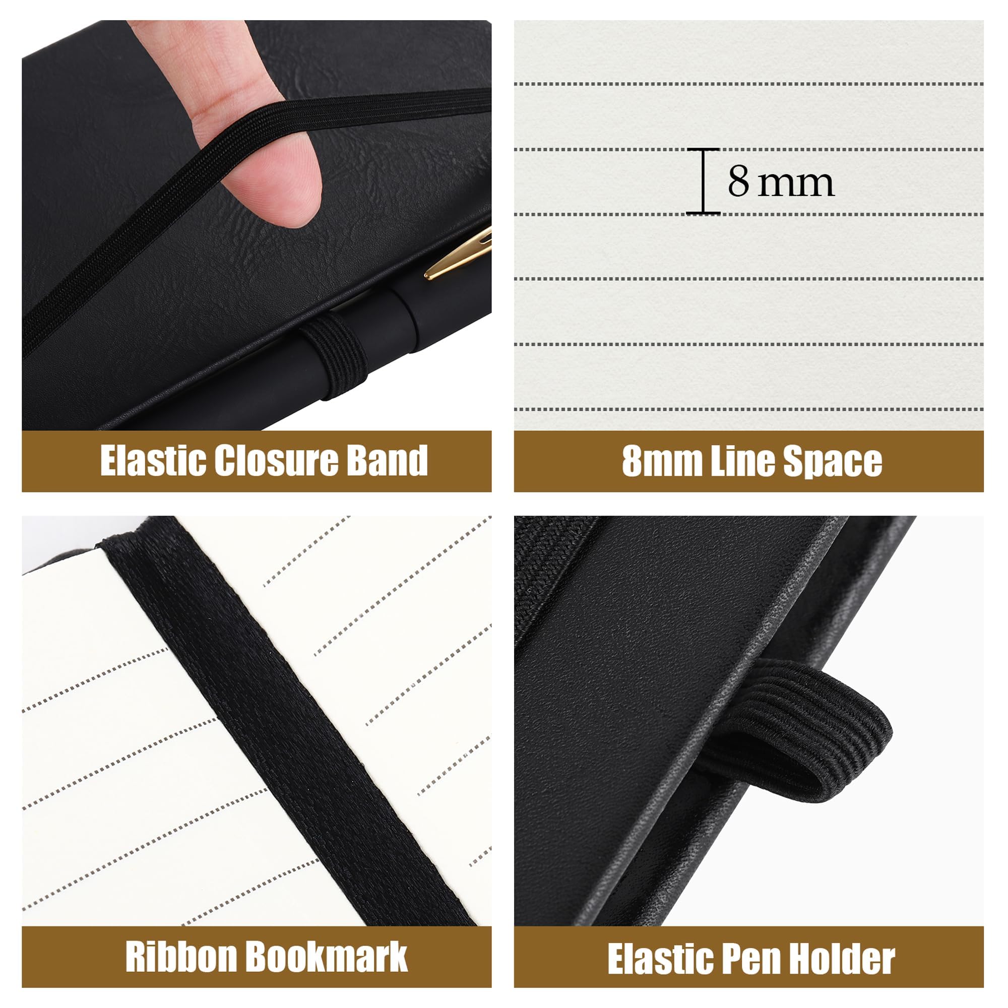 KOGGON 50 Pack Pocket Notebook Journals with Pens, 160 Pages, 3.5x5.5 Inches, A6 Mini Notebooks Small Journals College Ruled Hardcover Notebook PU Leather Notepad with Pen Holder for Office School