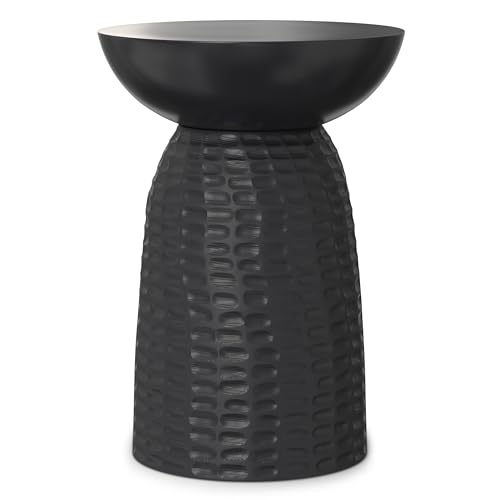 SIMPLIHOME Boyd SOLID MANGO WOOD 13 inch Wide Round Contemporary Wooden Accent Table in Black, Fully Assembled, for the Living Room and Bedroom