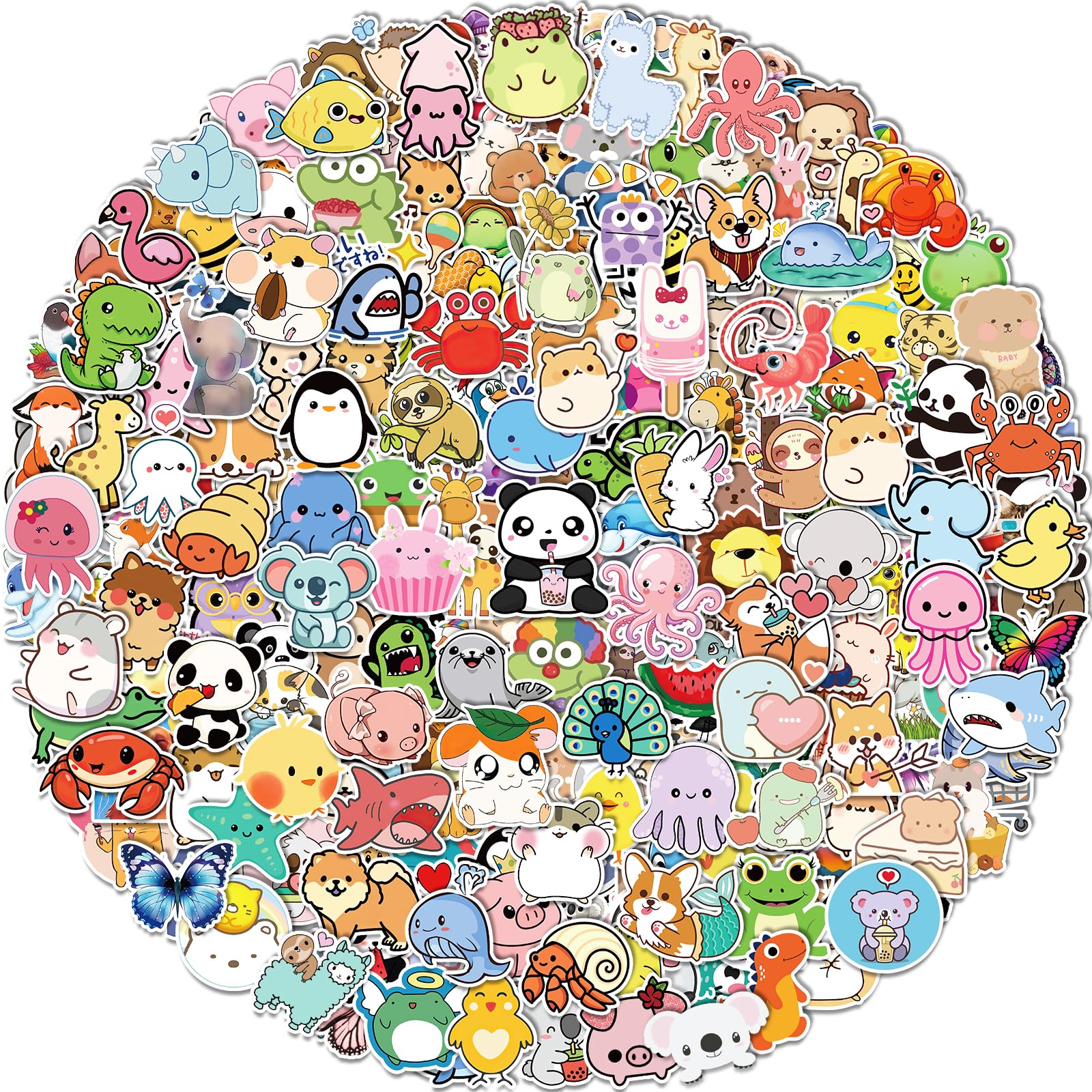 Zartores 300 Pcs Cute Animal Stickers for Kids, Water Bottle Stickers, Laptop Vinyl Waterproof Stickers, Skateboard Hydroflask Phone Aesthetic Sticker Pack for Teens Girls.