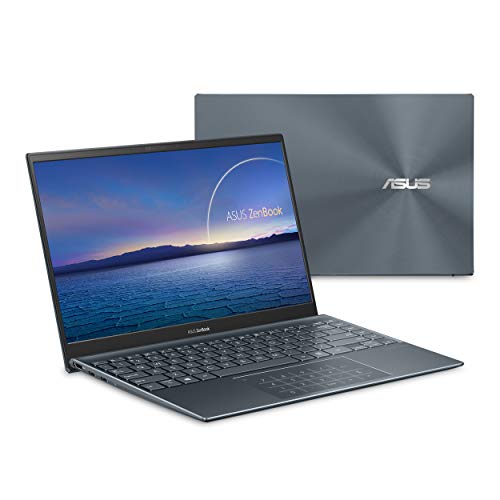 ASUS ZenBook 14 Ultra-Slim Laptop 14” Full HD NanoEdge Bezel Display, AMD Ryzen 5 5500U CPU, Radeon R5 Graphics, 8GB RAM, 512GB PCIe SSD, NumberPad, Windows 10 Home, Pine Grey, UM425UA-ES51