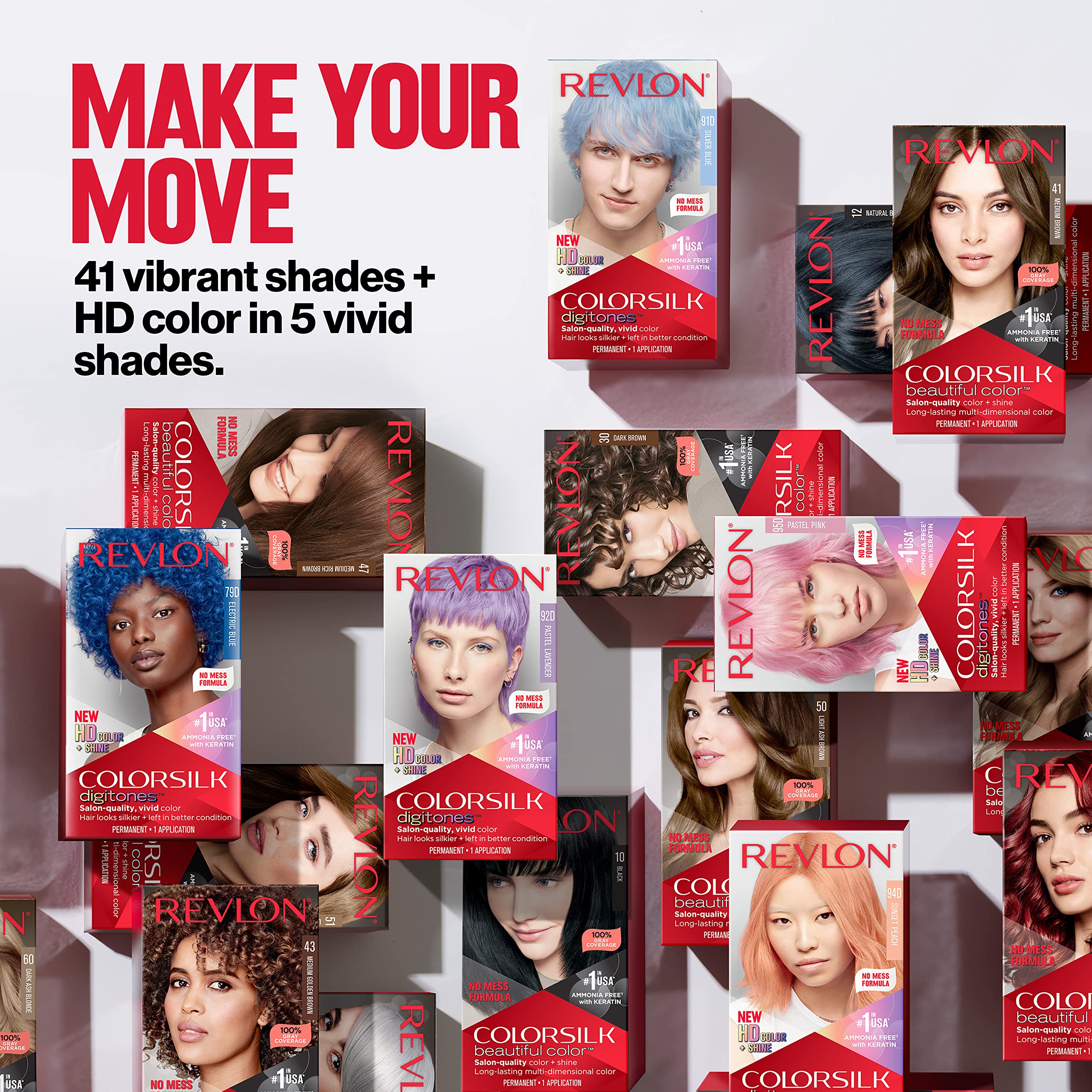 Bundle of Revlon Colorsilk Digitones with Keratin Hair Color in 95D Pastel Pink + Revlon Color Effects Highlighting Kit in 60 Platinum