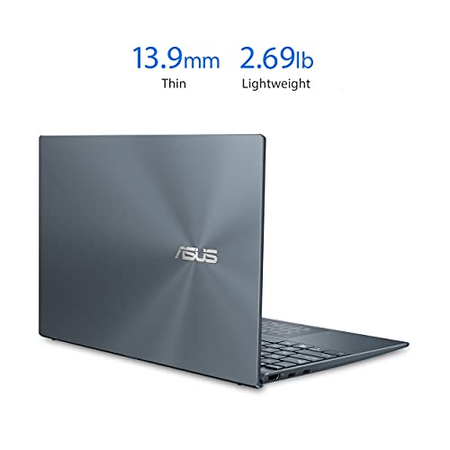 ASUS ZenBook 14 Ultra-Slim Laptop 14” Full HD NanoEdge Bezel Display, AMD Ryzen 5 5500U CPU, Radeon R5 Graphics, 8GB RAM, 512GB PCIe SSD, NumberPad, Windows 10 Home, Pine Grey, UM425UA-ES51