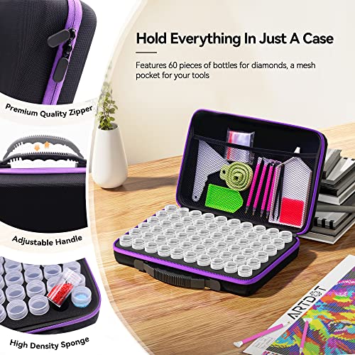 ARTDOT Diamond Painting Storage Containers, 60 Slots Diamond Painting Accessories Shockproof Jars for Jewelry Beads Rings Charms Glitter Rhinestones