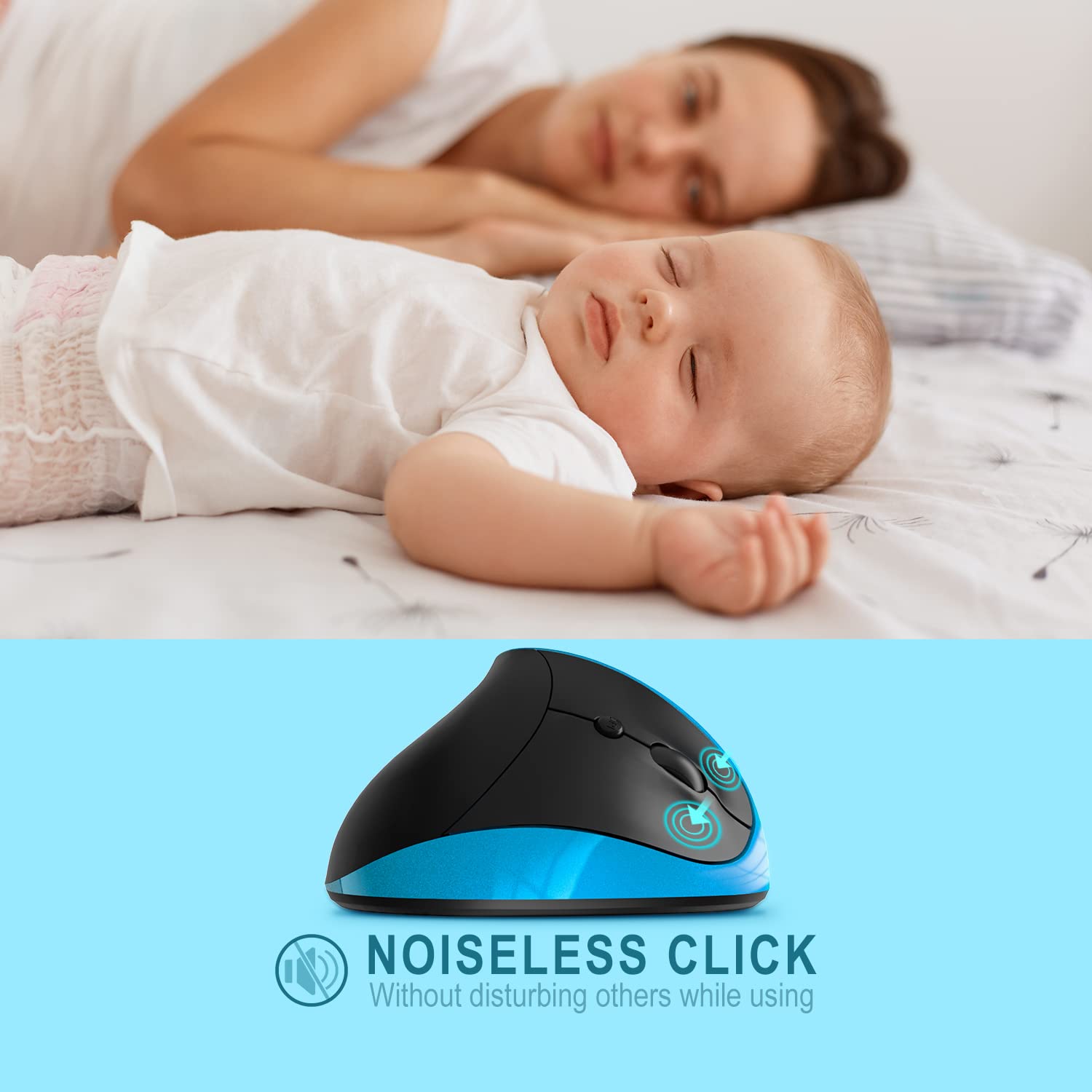 Vassink Ergonomic Mouse, Rechargeable Wireless Mouse Right Handed Small Mouse with 6 Buttons for Laptop,Desktop,PC, MacBook(Blue)