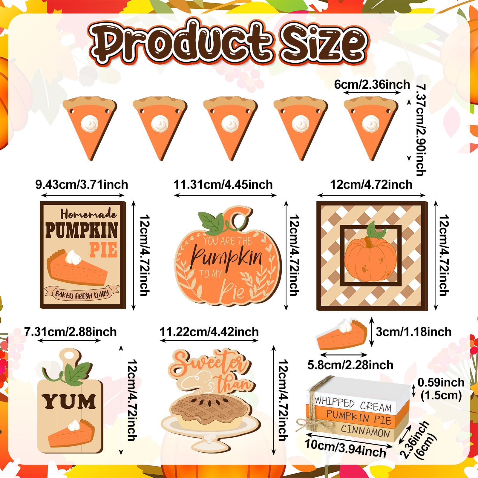 Tradder 14 Pcs Fall Tiered Tray Decorations Tiered Tray Decor Set Rustic Table Thanksgiving Decorative Trays Wooden Pie Autumn Pumpkin Tiered Tray for Farmhouse Home Kitchen Autumn Thanksgiving