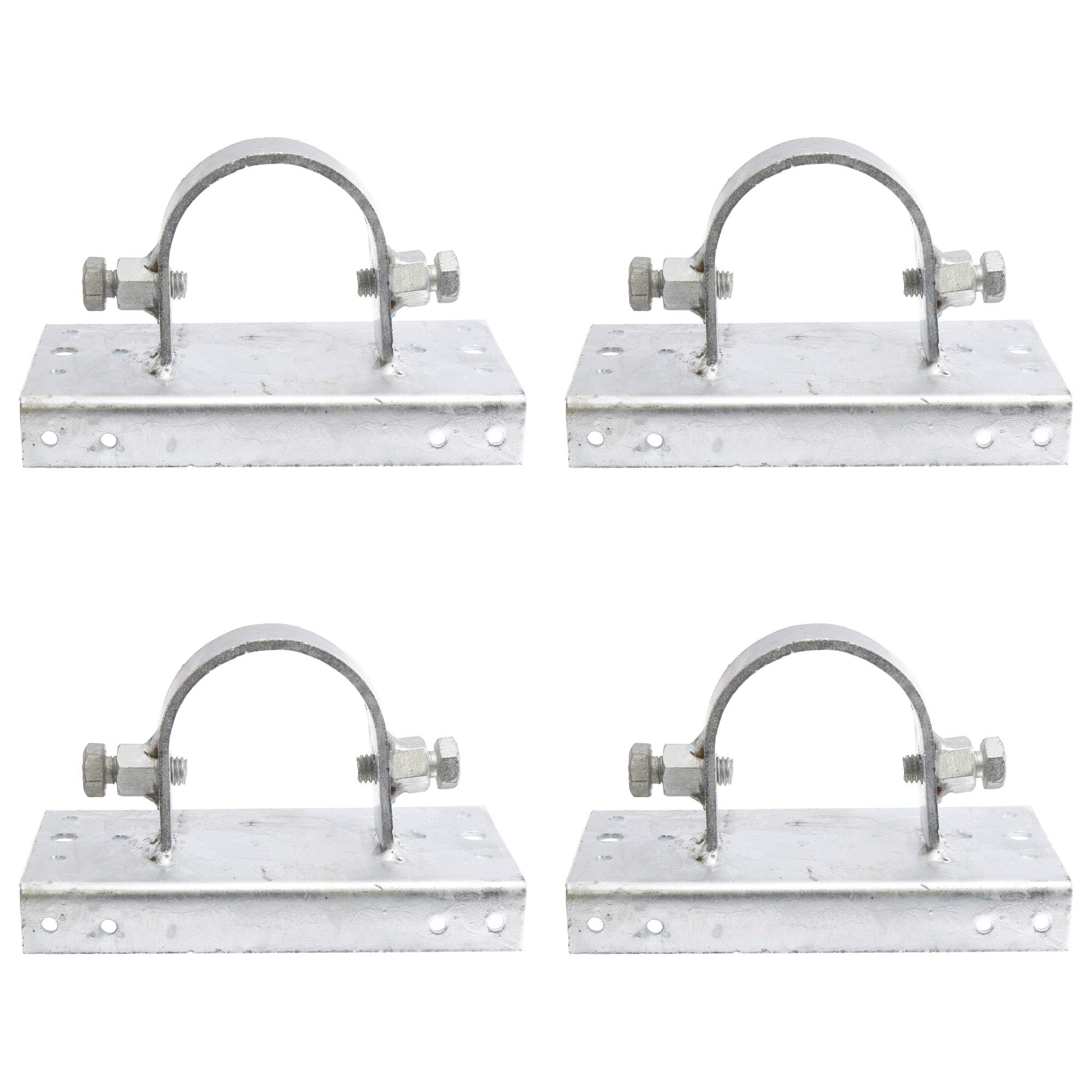 Chain Link Fence 2 1/2" [2 3/8" OD] x 6" Wood to Steel Post Adapters | Adapter Brackets | Wood Fence Steel Post Bracket (Pack of 4)