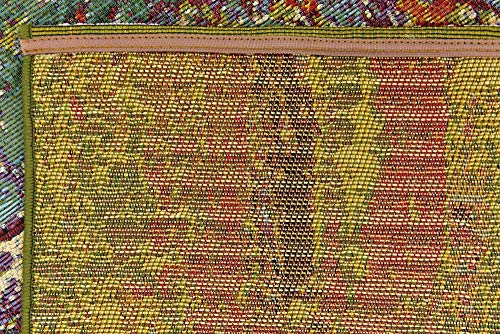 Unique Loom Modern Collection Rustic, Abstract, Distressed, Bright Colors, Indoor and Outdoor Area Rug, 6 ft 0 in x 6 ft 0 in, Multi/Green