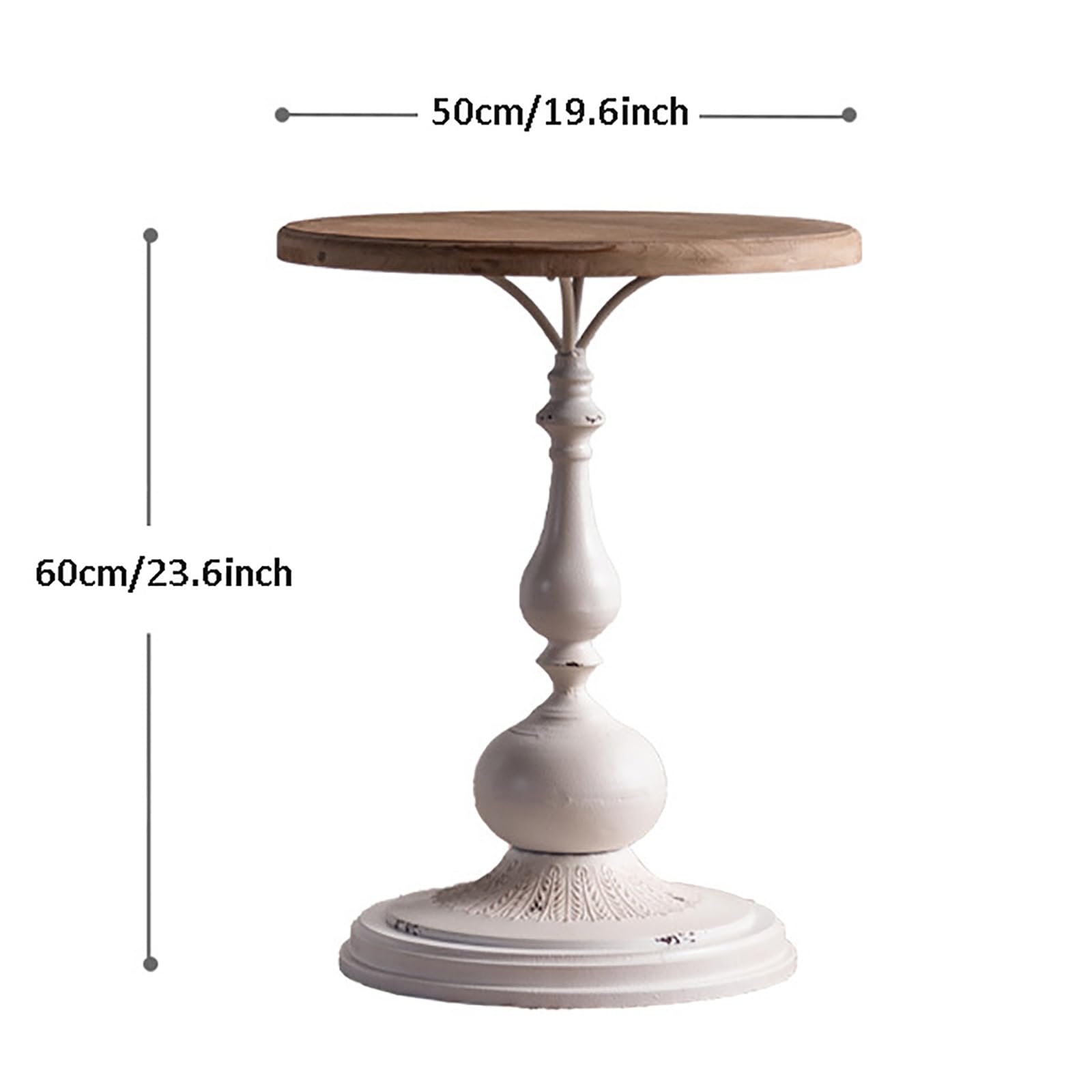 Topjia Rustic Farmhouse End Table,Wooden Round Side Table,French Country Pedestal Accent Side Table,Vintage Small Coffee Table for Living Room Bedroom Bedside Table(46x60cm(18x24inch), Black)