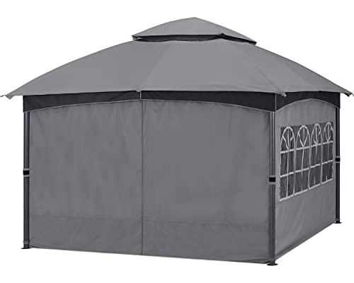 COOSHADE 10x12 Patio Gazebo with Window Curtains Canopy Tent for Outdoor Garden Backyard Dark Grey
