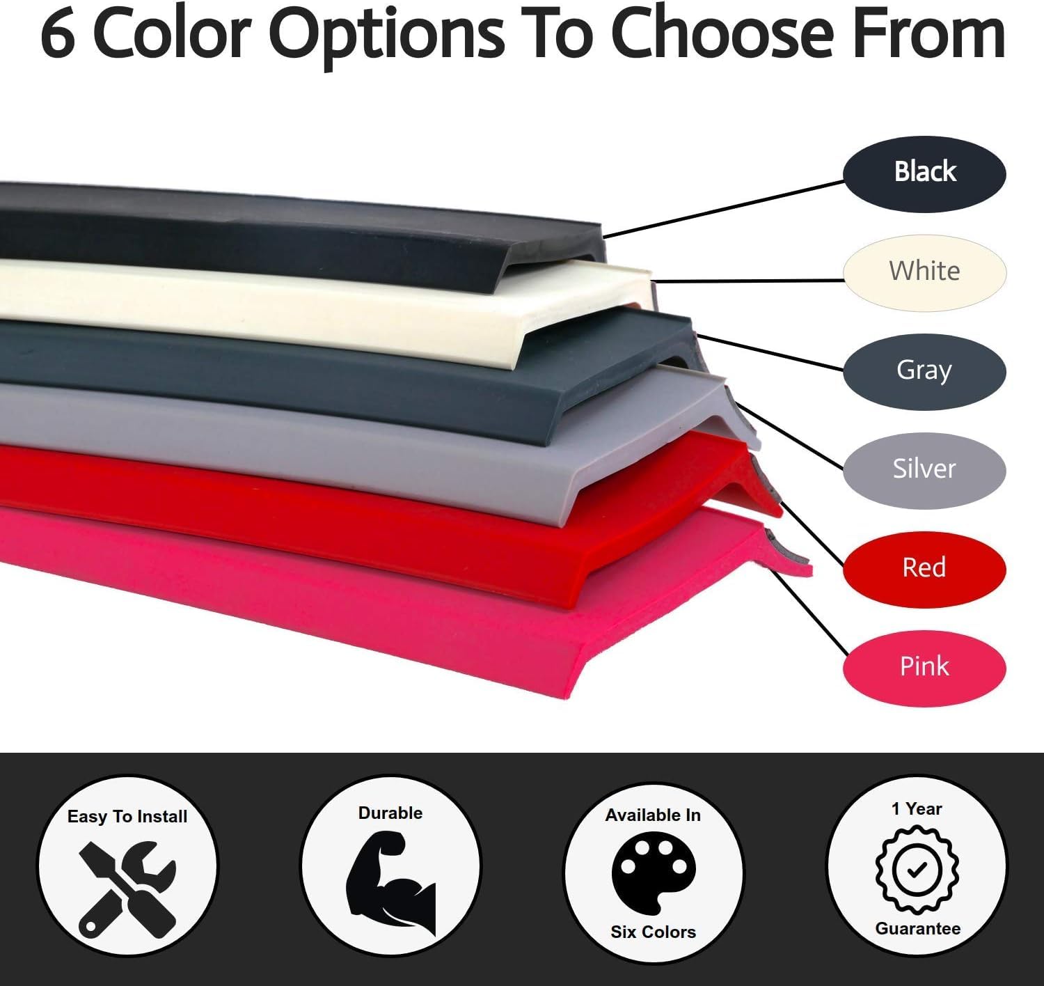All-Fit Automotive Lip Kit for Side Skirts – Sleek Ground Effect & Improved Airflow – Durable, Easy-to-Install Automotive Exterior Accessories (2.5” W x 14’ L, Red)