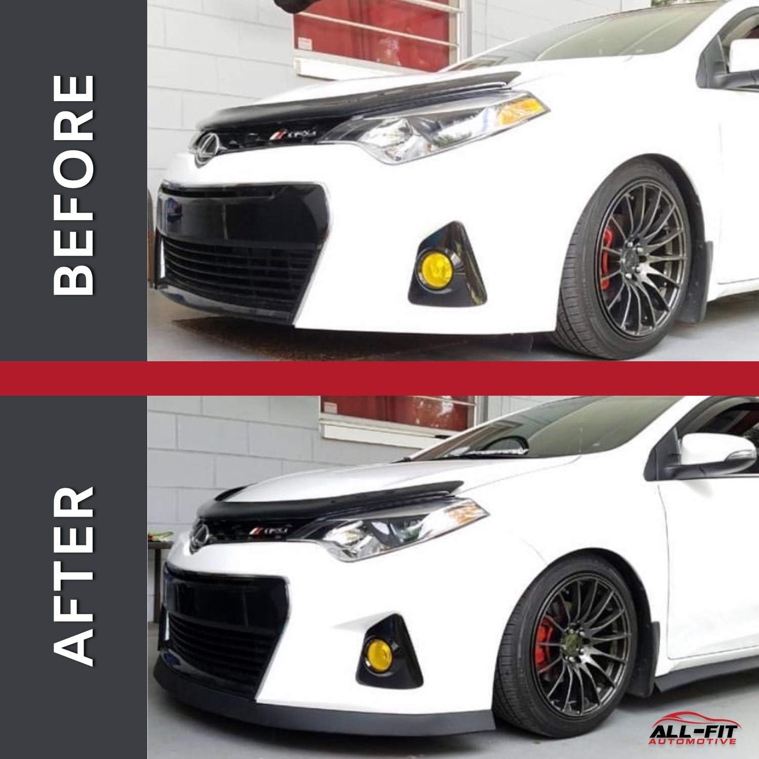 All-Fit Automotive Lip Kit for Side Skirts – Sleek Ground Effect & Improved Airflow – Durable, Easy-to-Install Automotive Exterior Accessories (2.5” W x 14’ L, Red)