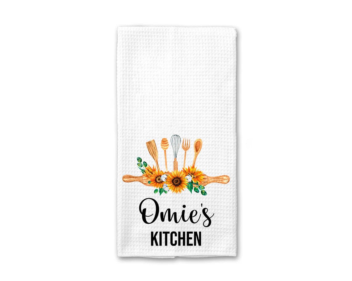 Omie's Kitchen Towel - Tea Towel Kitchen Decor Sunflower Watercolor - Omie's Birthday Gift - New Home Gift - Kitchen Soft and Absorbent Kitchen Tea Towel