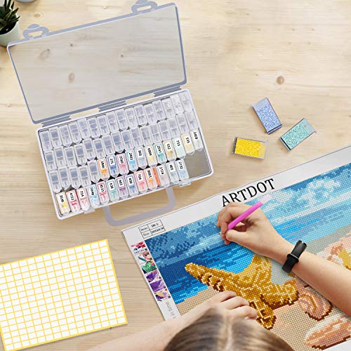 ARTDOT Diamond Painting Storage Containers, Portable Bead Storage Organizer 64 Gird Diamond Painting Accessories (Storage Box)