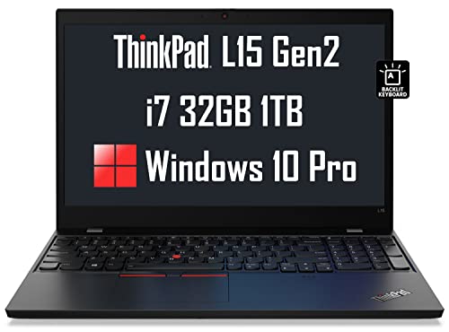 ThinkPad L15 Gen 2 15.6" FHD (1920 x 1080) (Intel 4-Core i7-1165G7, 32GB RAM, 1TB PCIe SSD) IPS Business Laptop, Anti-glare, Backlit Keyboard, Wi-Fi 6E, Thunderbolt 4, Webcam, Win 10 / Win 11 Pro