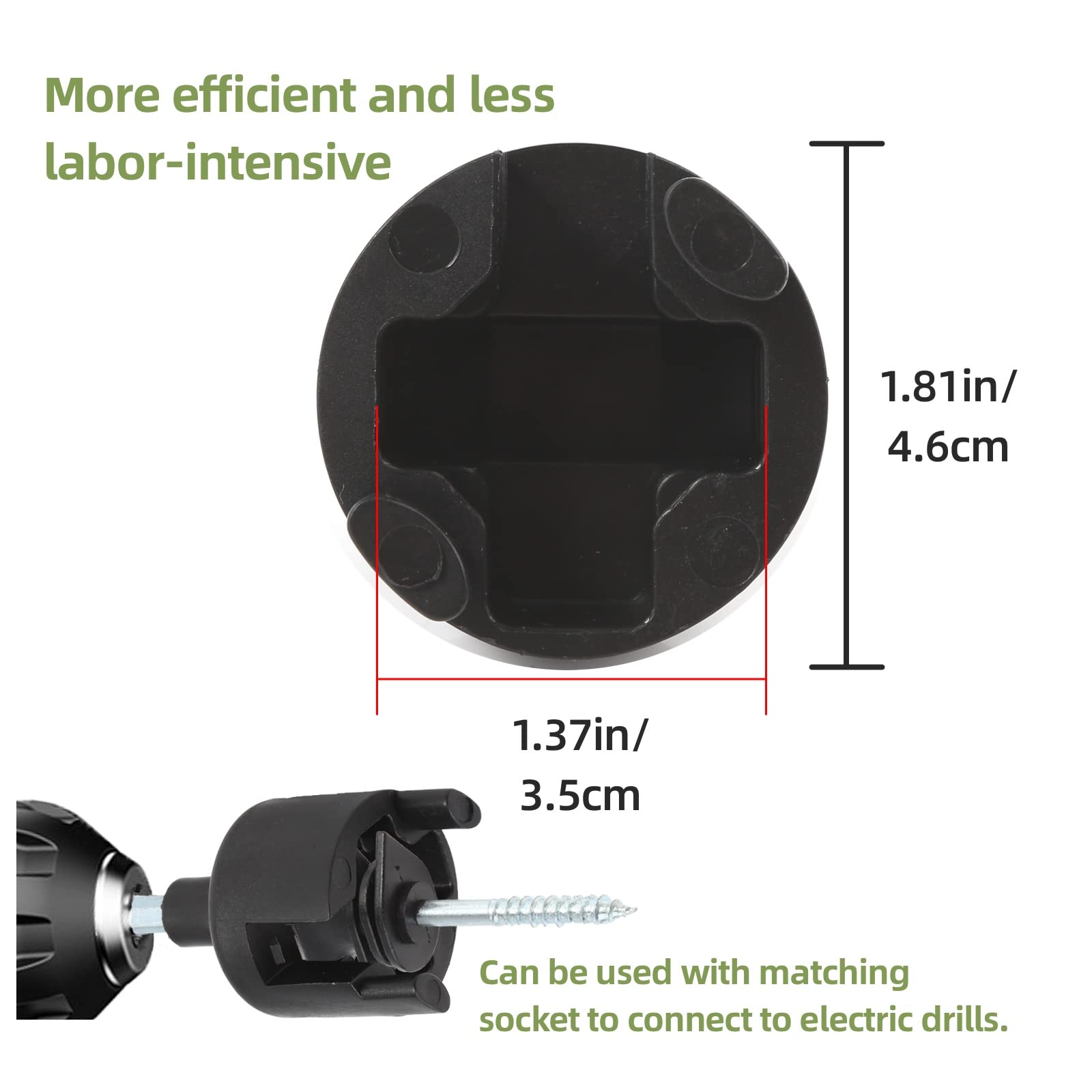 100Pcs Black Electric Fence Insulator Screw-in Insulator Fence Ring Post Wood Post insulators and 1 Pc Free Insulator Socket Tool(Grid System Accessories for Animal Husbandry Electronic)