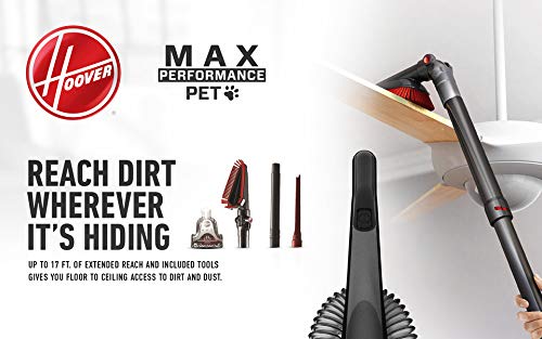 Hoover WindTunnel 3 Max Performance Pet, Bagless Upright Vacuum Cleaner, HEPA Media Filtration, For Carpet and Hard Floor, UH72625, Red