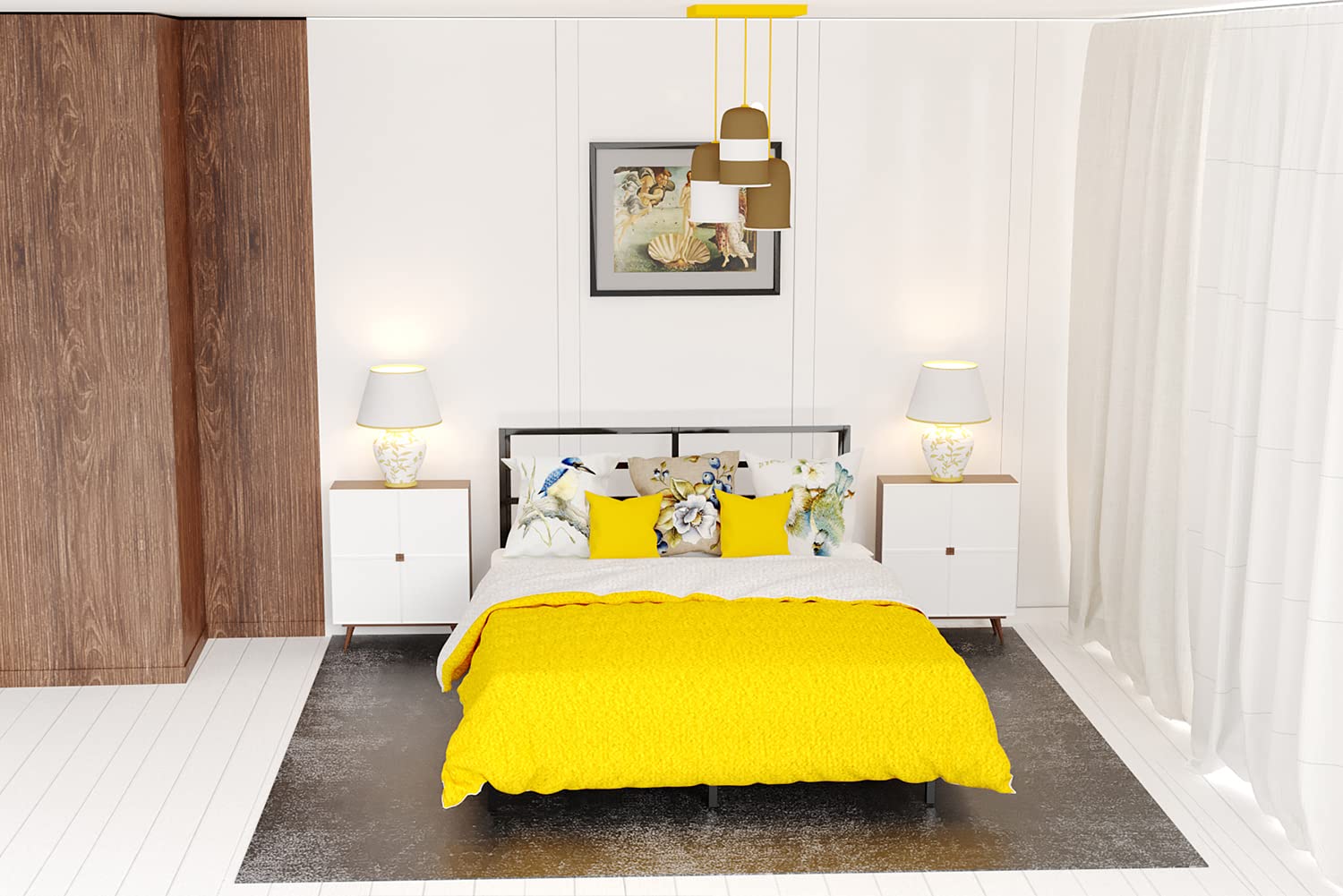 UrbanLab QuickLock Queen Platform Bed Frame with Headboard | Quiet & Sturdy | No Box Spring | 14 inch Mattress Foundation Metal Platform Bed Frame | Quiet & Sturdy | No Box Spring Needed