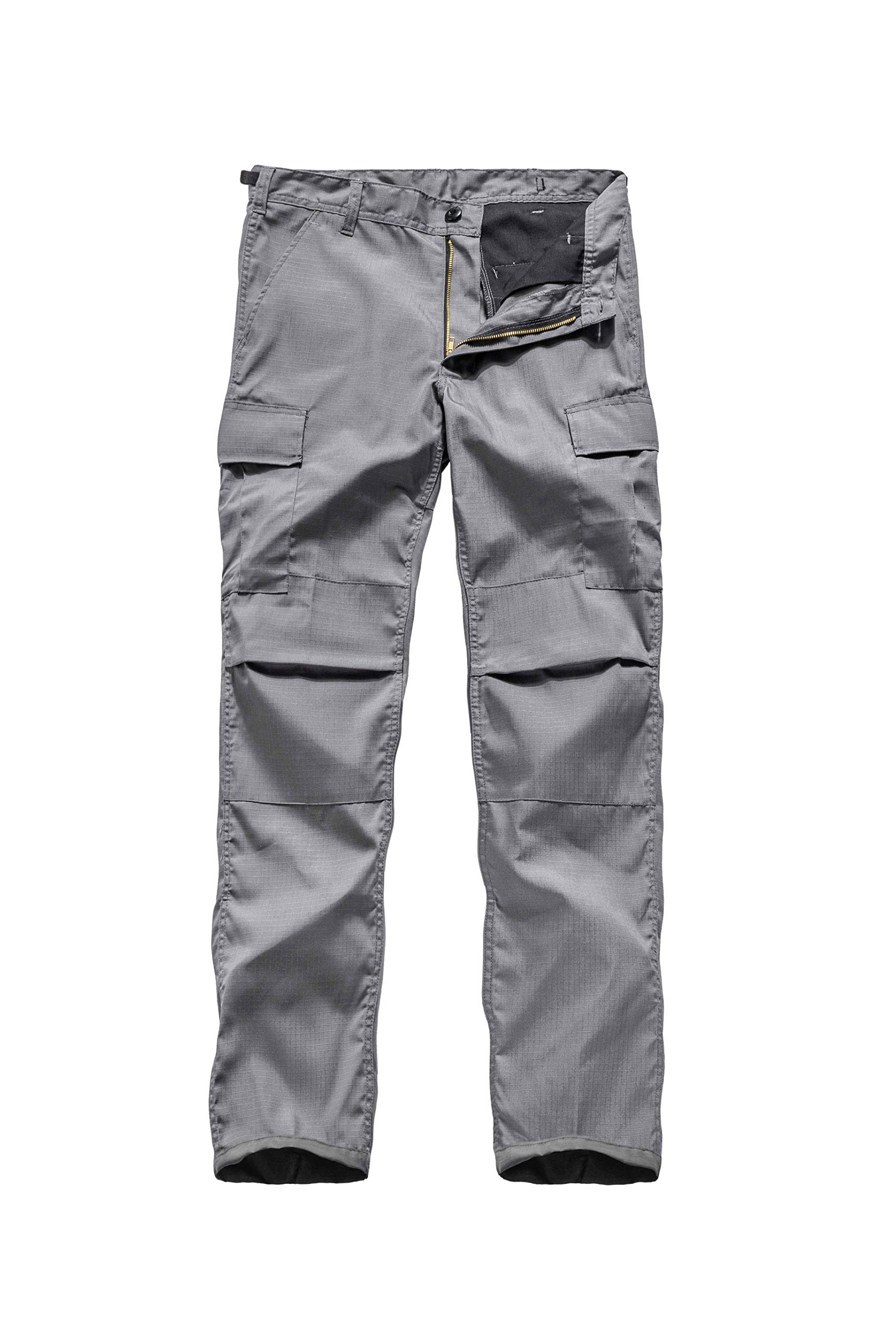BACKBONE Mens Casual Street Fashion Camo Cargo Pants Army Combat Military BDU Pants Work Hunt Pants (Size 38, Grey - Ripstop)