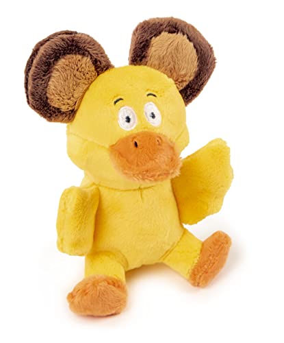 goDog Flips Duck-Bear Silent Squeak Plush Dog Toy, Chew Guard Technology - Yellow, Small