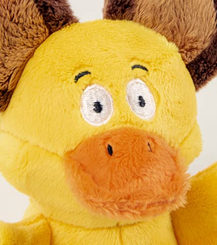 goDog Flips Duck-Bear Silent Squeak Plush Dog Toy, Chew Guard Technology - Yellow, Small