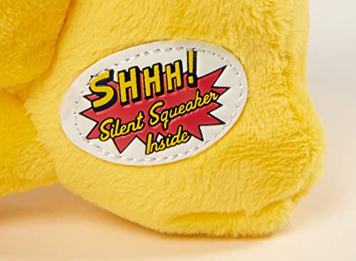goDog Flips Duck-Bear Silent Squeak Plush Dog Toy, Chew Guard Technology - Yellow, Small