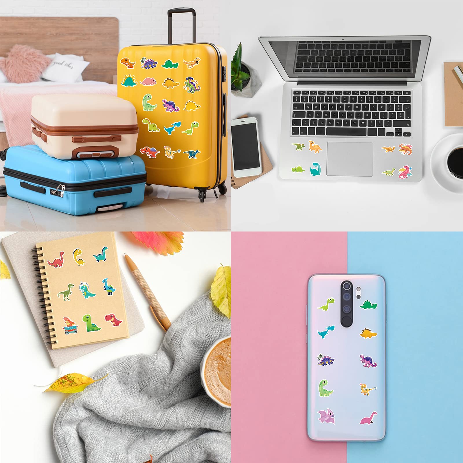 100PCS Cute Dinosaur Stickers for Kids, Waterproof Vinyl Water Bottle Stickers Phone Skateboard Hydro Flask Notebooks Laptop Sticker Packs