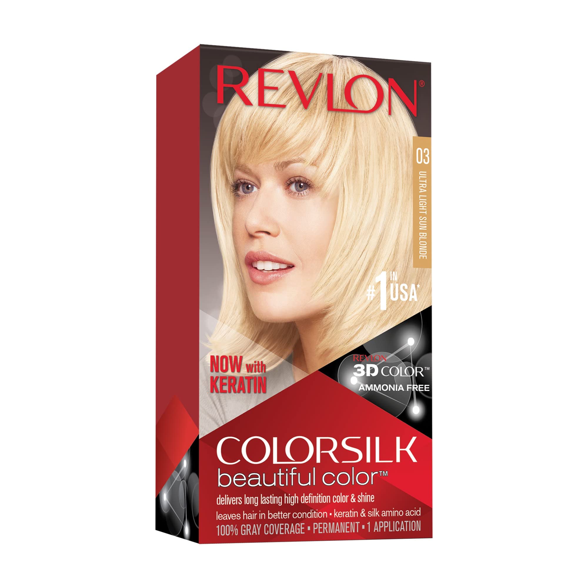 Revlon ColorSilk Hair Color, 03 Ultra Light Sun Blonde 1 ea (Pack of 6)
