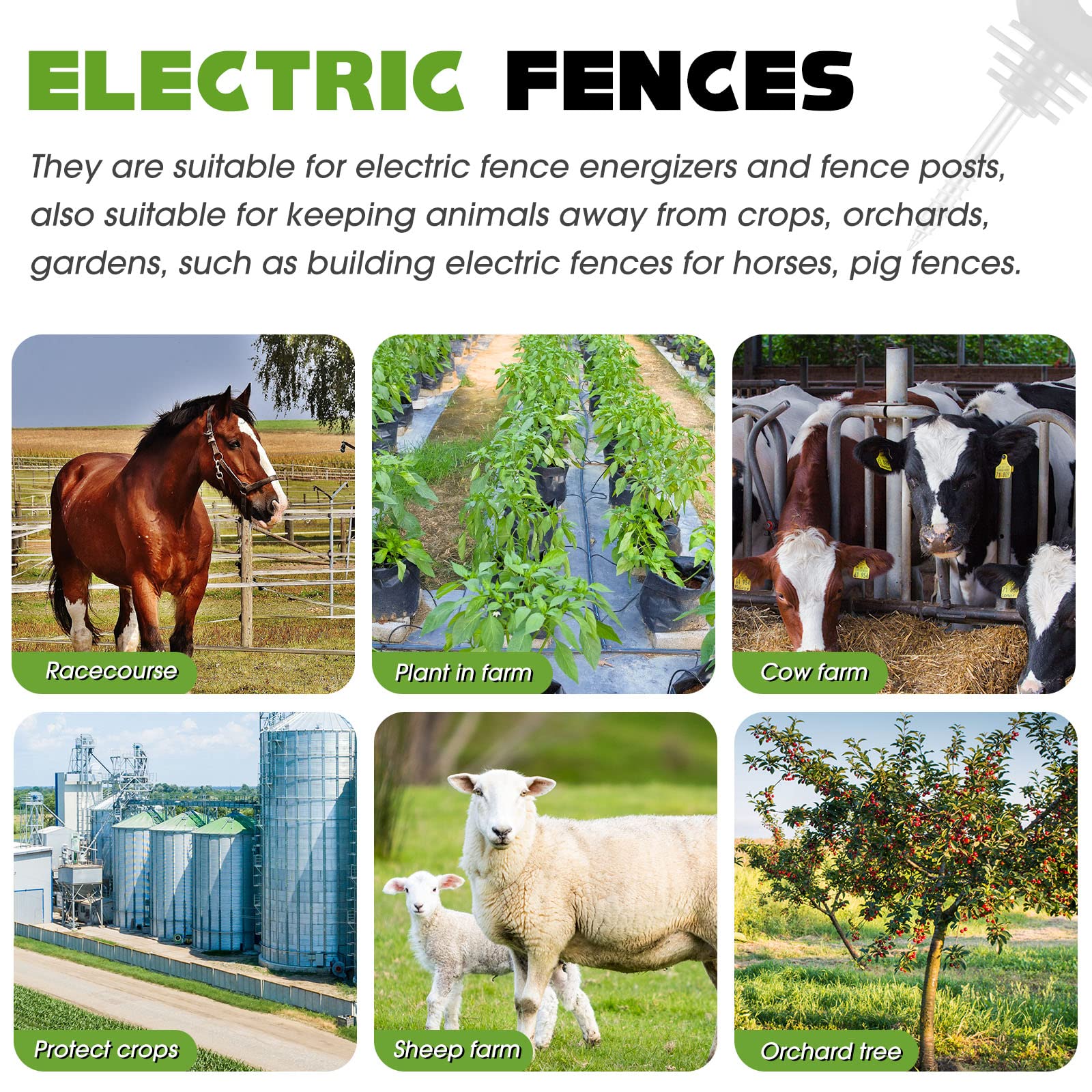 300 Pcs Black Electric Fence Insulator with 1 Pcs Insulator Socket Tool Screw in Insulator Fence Ring Post Wood Post Insulator Electric Fence Insulator Ring with Insulator Socket Tool for Animal Fence