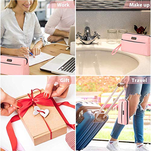 Homecube Pencil Case Cosmetic Bag Student Stationery Pouch Bag Office Storage Organizer for Girl Boy Women Men - Pink